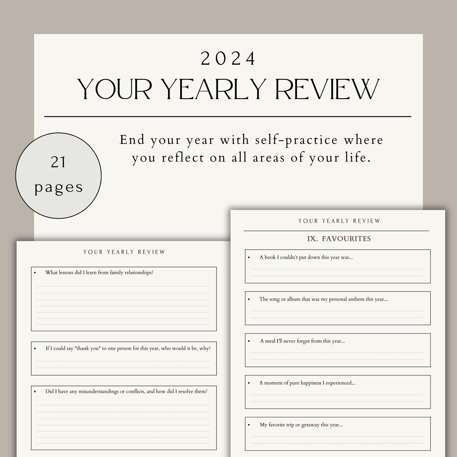 Your Yearly Review 2024, Yearly Reflection Workbook, Printable Digital ...