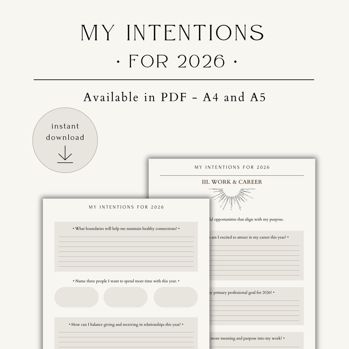 2026 Intentions Guided Journal, Yearly Workbook (PDF) - Etsy