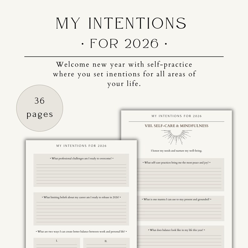 2026 Intentions Guided Journal, Yearly Workbook (PDF) - Etsy
