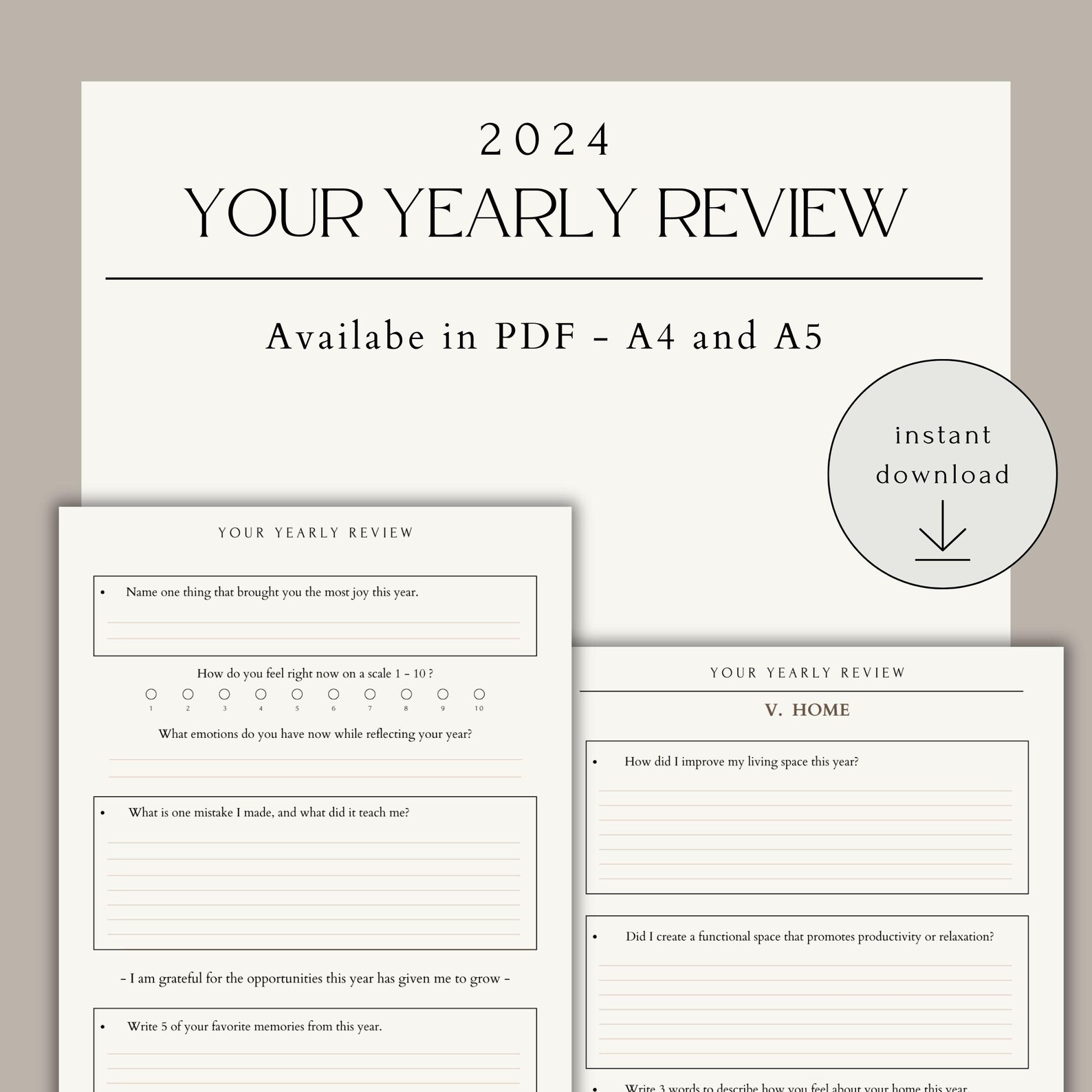 Your Yearly Review 2024, Yearly Reflection Workbook, Printable Digital ...