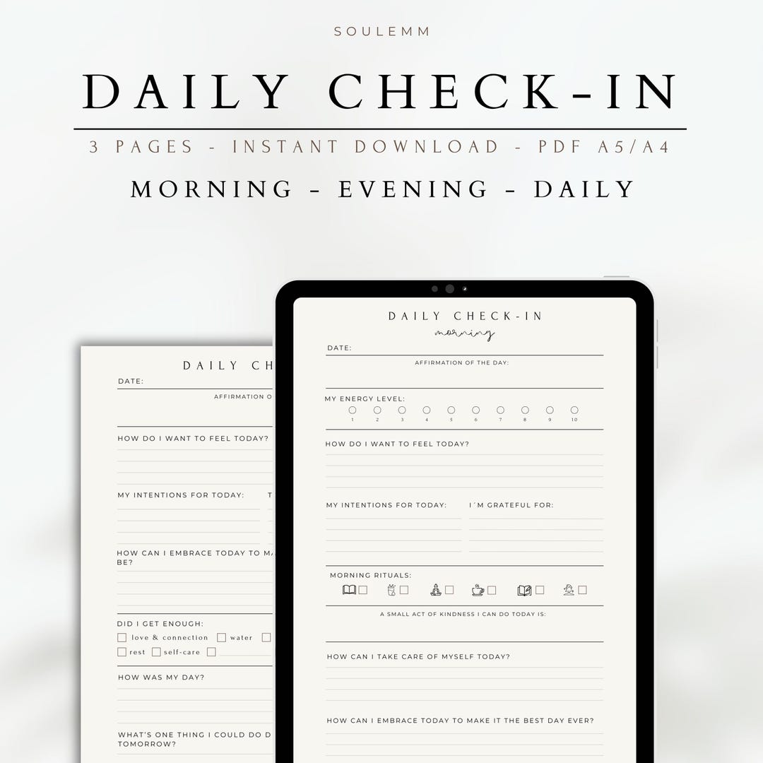 Daily Check-in, Digital Reflection Journal, Daily Review, Daily ...