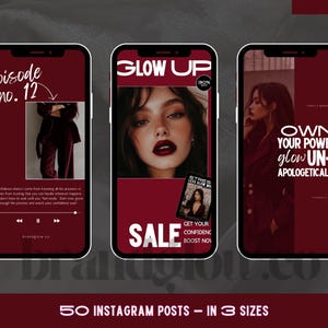 Bold Instagram Templates Red Social Media Editorial Aesthetic Burgundy ...