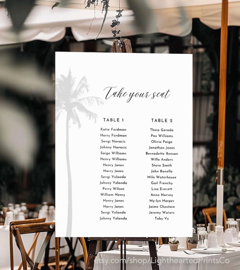 Custom Event Table Seating Chart Template Minimalist Reception ...