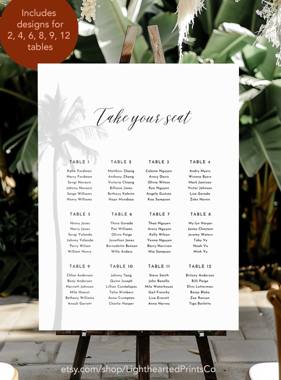 Custom Event Table Seating Chart Template Minimalist Reception ...