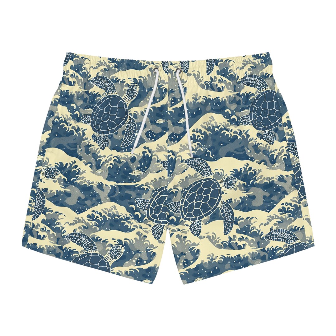 Deep Ocean Blue Turtles Swim Trunks - Etsy