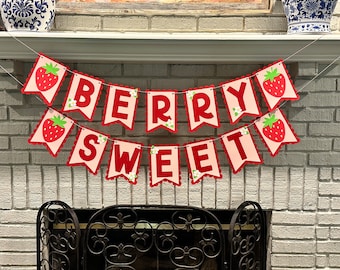 Berry Sweet Birthday Banner, Strawberry Theme, Custom Handpainted Party ...