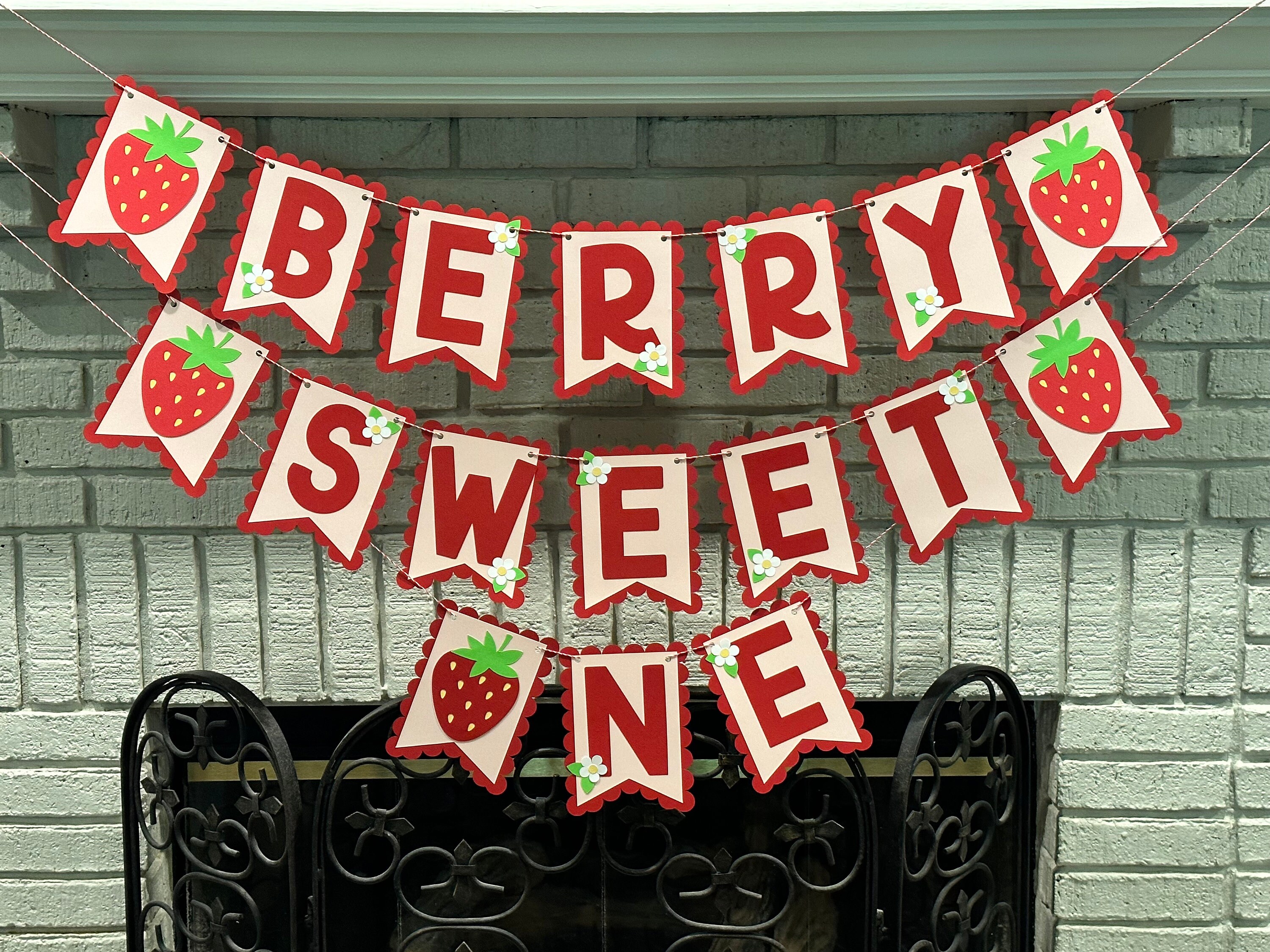 Berry Sweet One Strawberry First Birthday Banner. - Etsy