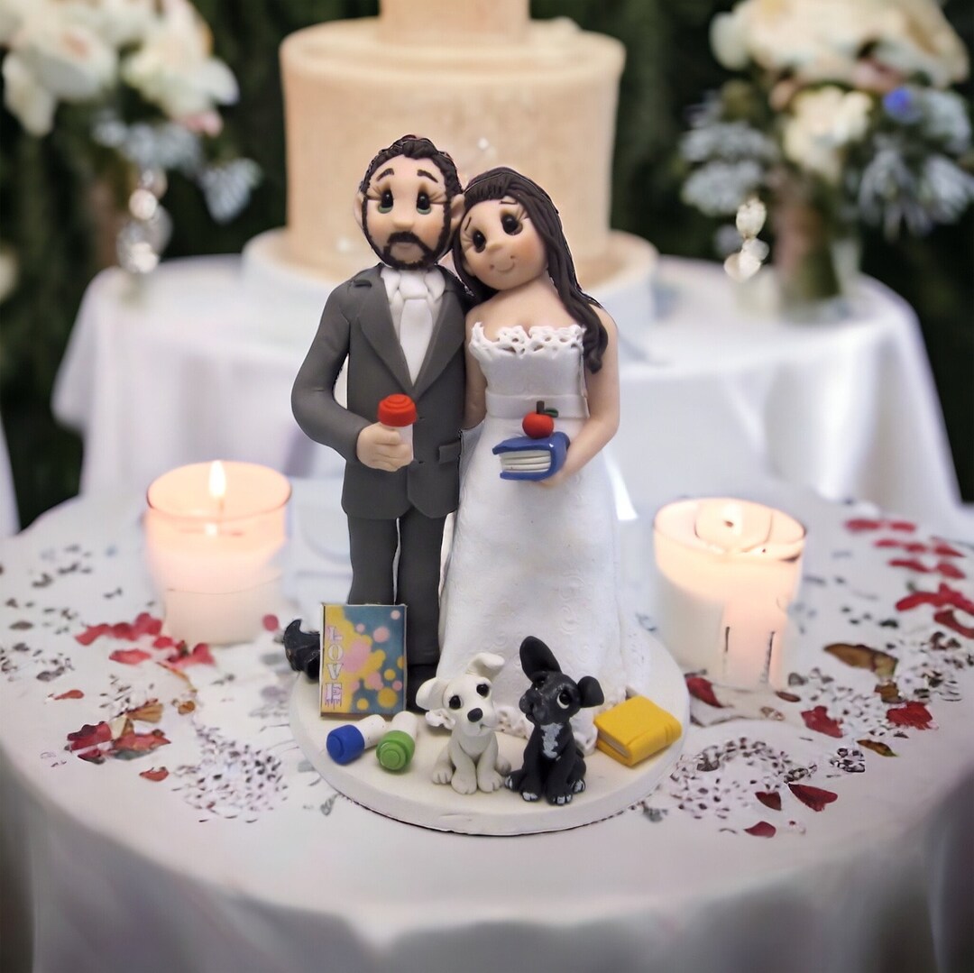 Teacher Bride and Groom Wedding Cake Topper Custom Made DEPOSIT ONLY - Etsy