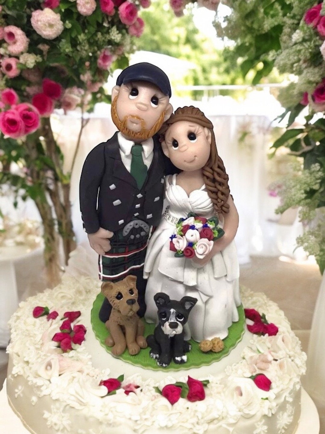 Bride & Groom Custom Made Scottish Wedding Cake Topper - Deposit Only ...