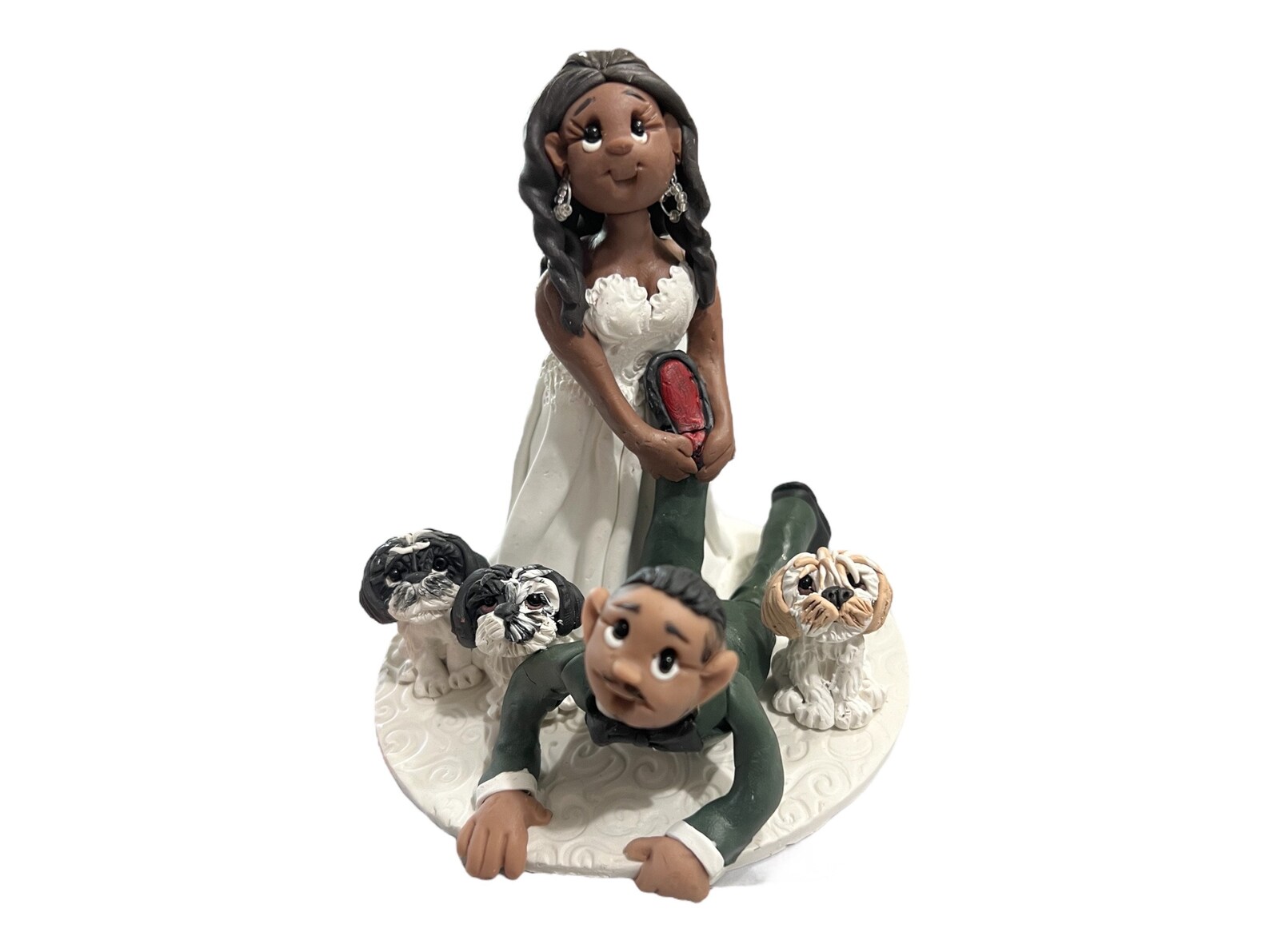 Runaway Groom With Impatient Bride and Dogs Funny Wedding Cake Topper ...