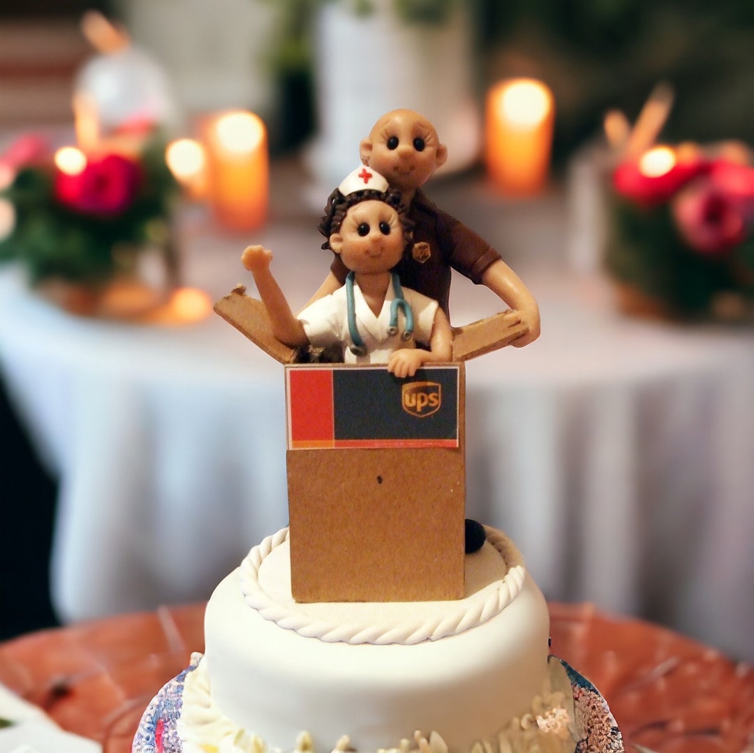 UPS Driver and Nurse Custom Made Wedding Cake Topper ~by Lynn's Little ...