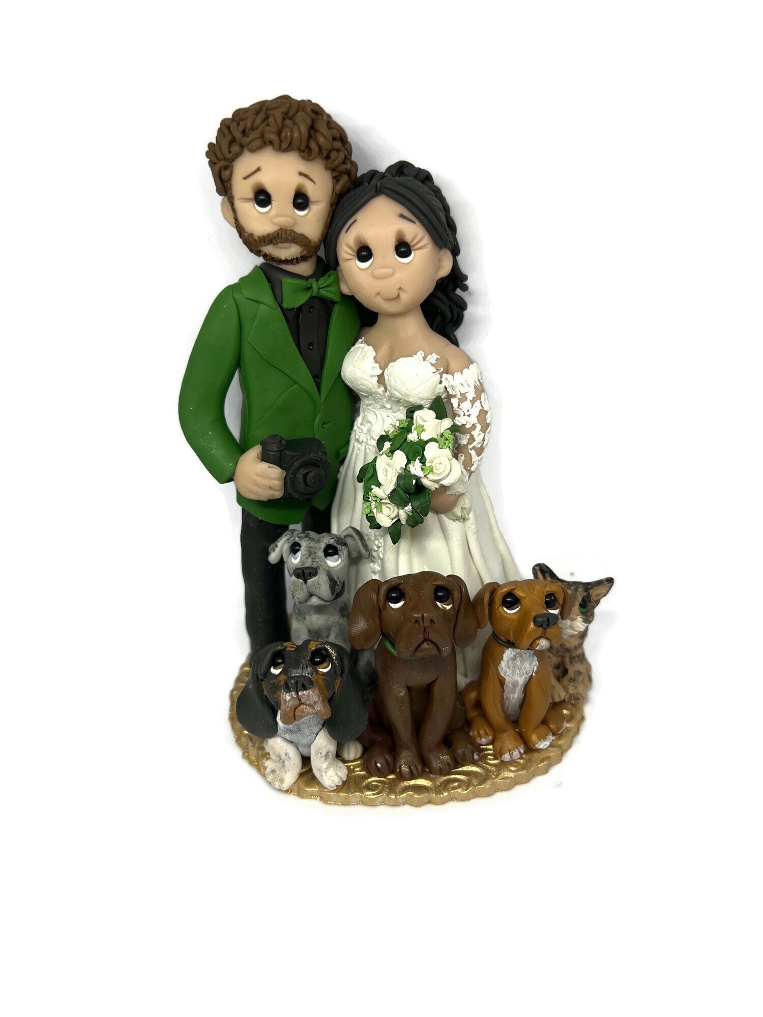 Gamer Groom and Bride With Pets Personalized Wedding Topper DEPOSIT ...
