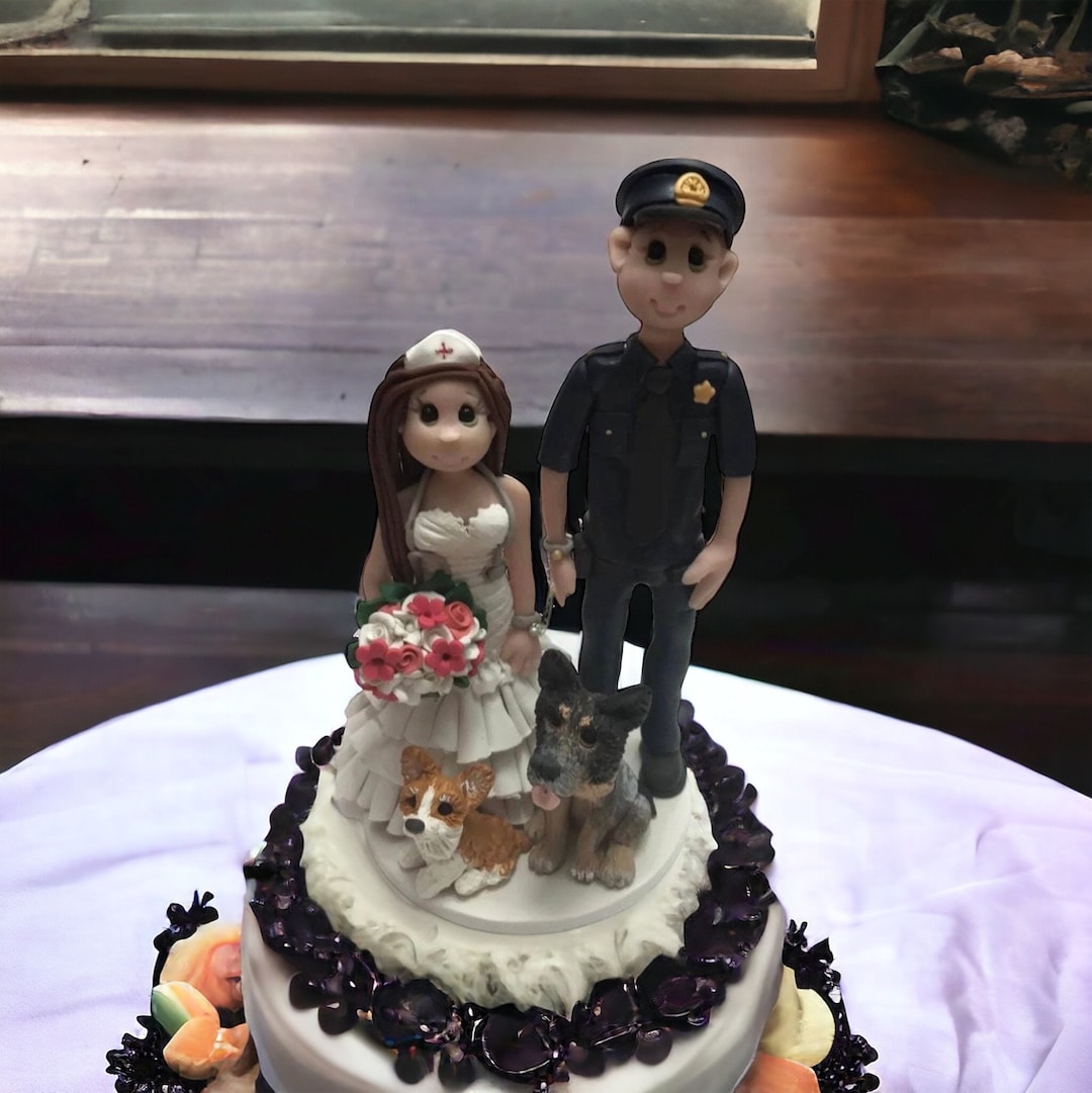 Handcuffed Wedding Cake Topper, Police Wedding Cake Toppers, Bride and ...