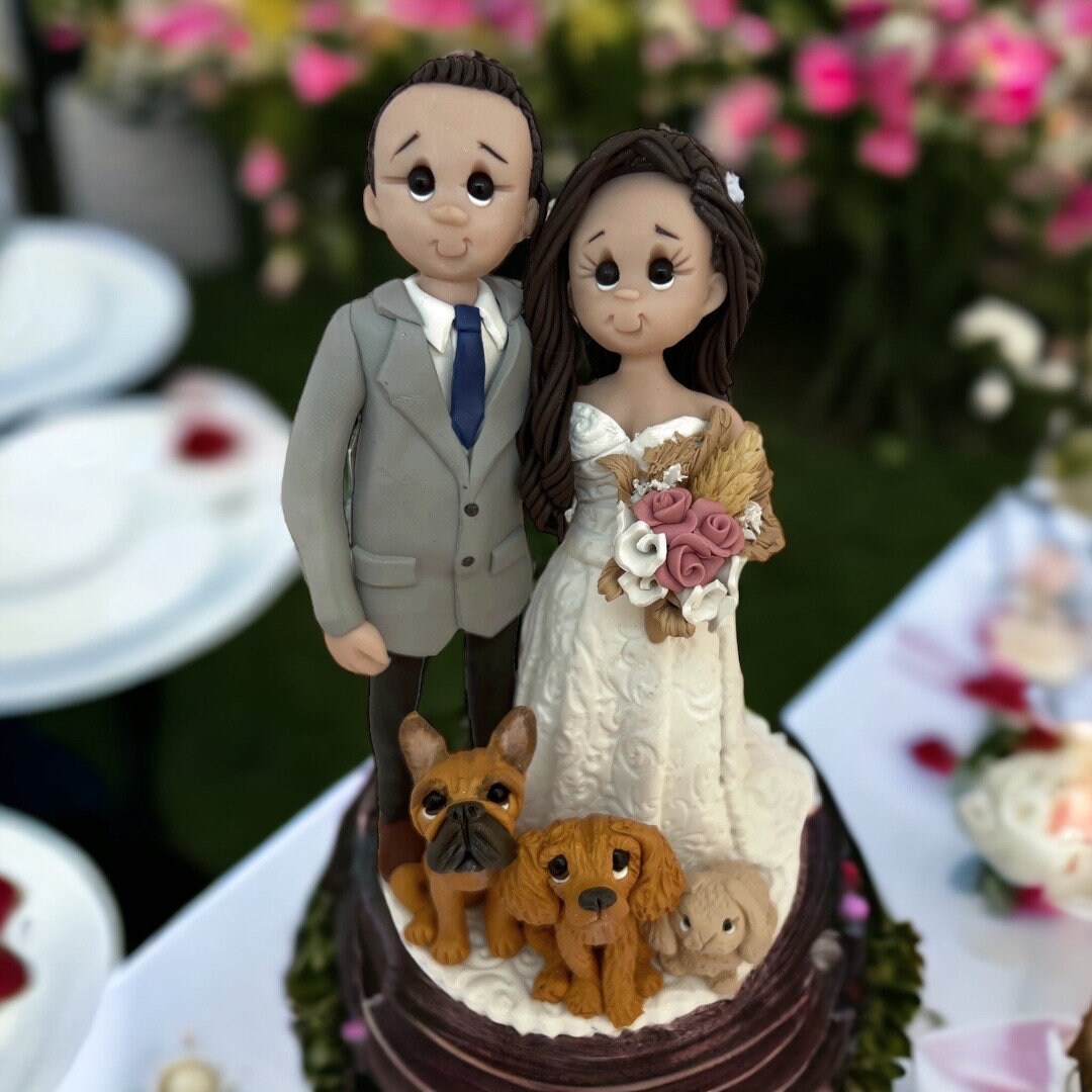 Traditional Bride and Groom With Dogs With Bunny Personalized Cake ...