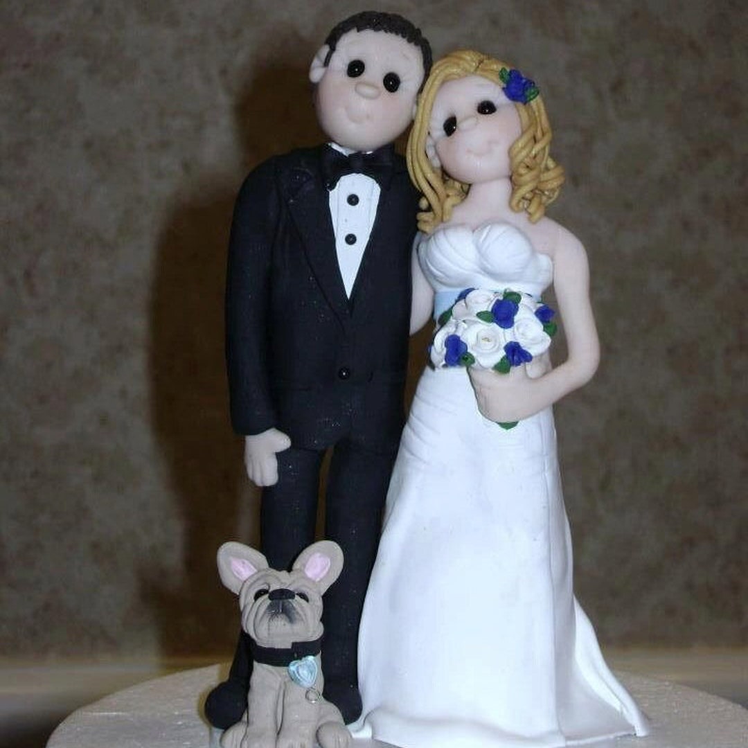 Bride and Groom With Pug Wedding Cake Topper DEPOSIT ONLY - Etsy