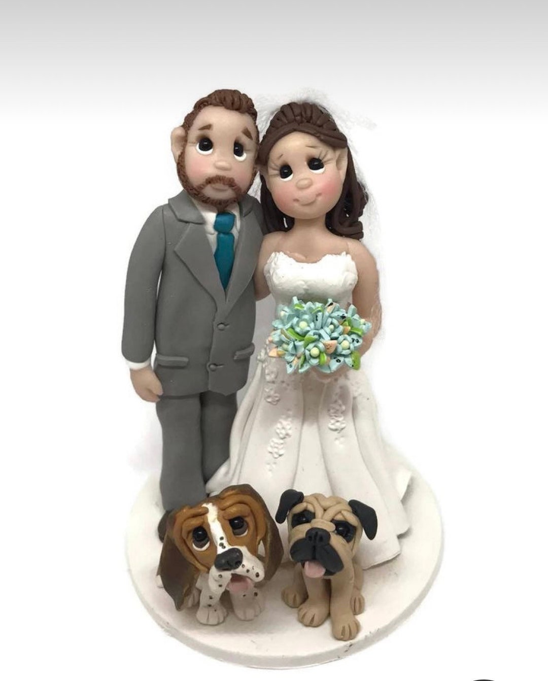Wedding Cake Topper With Pets Bride and Groom With Dogs - DEPOSIT ONLY ...