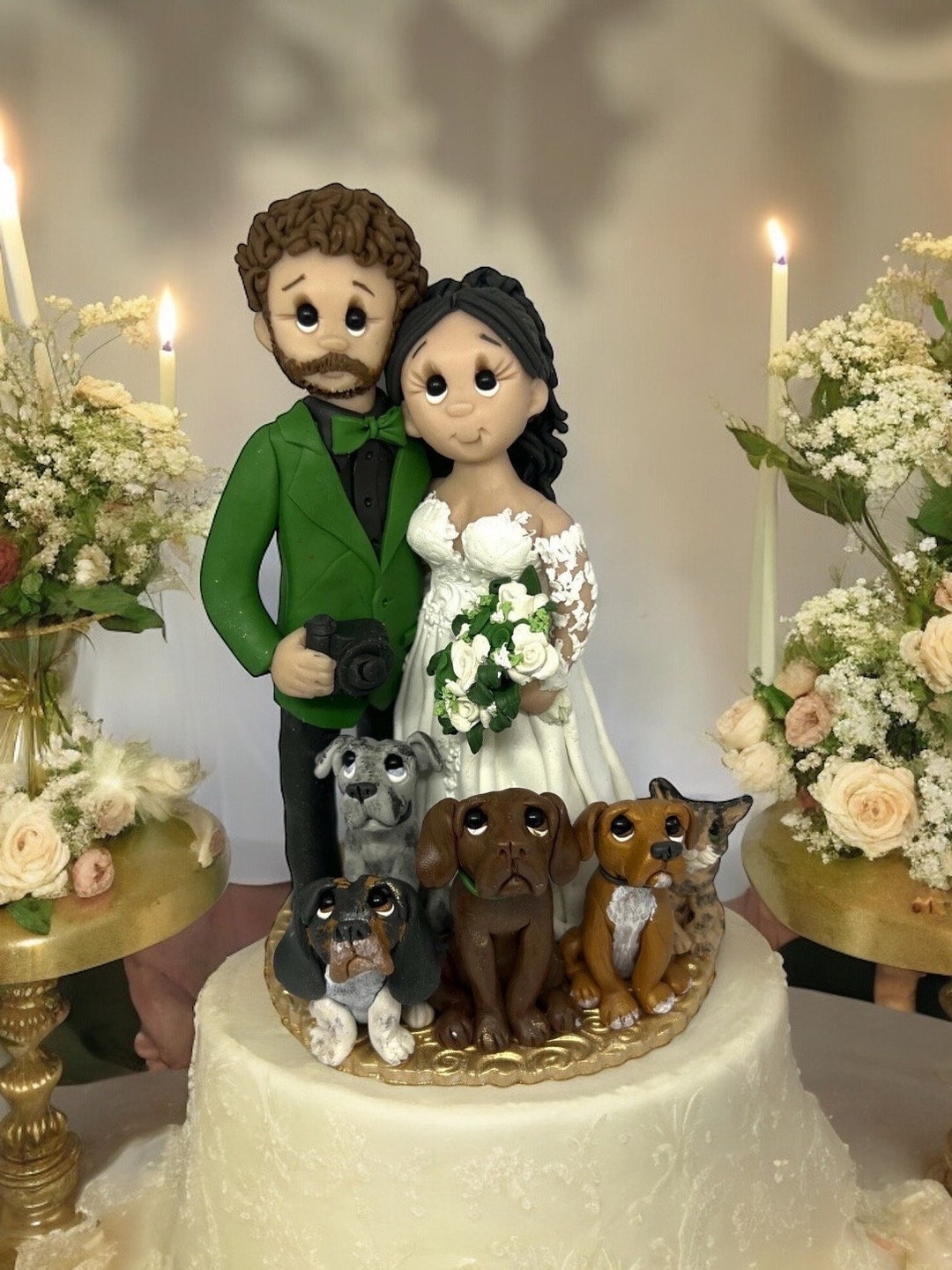 Gamer Groom and Bride With Pets Personalized Wedding Topper DEPOSIT ...