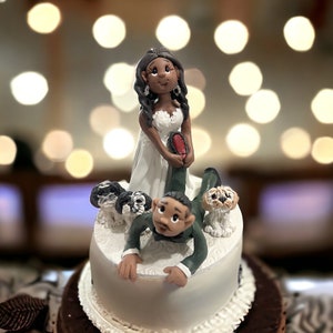 Runaway Groom With Impatient Bride and Dogs Funny Wedding Cake Topper ...