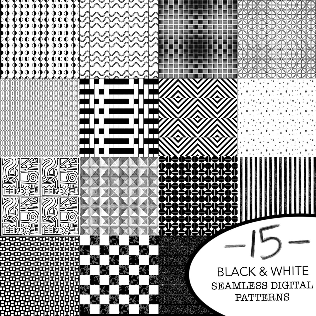 15 Black & White Digital Patterns - Etsy