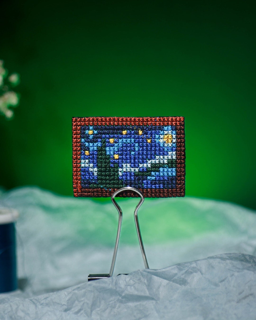 Iron on Patch, Van Gogh Starry Night Patch, Pixel Art , Van Gogh Art ...