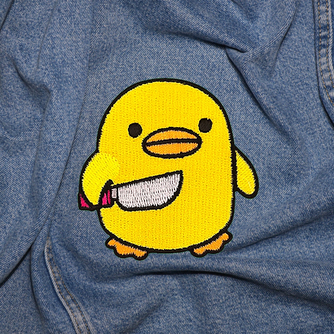 Iron on Duck With Knife Angry Duck Patch, No Brain Funny Patch ...