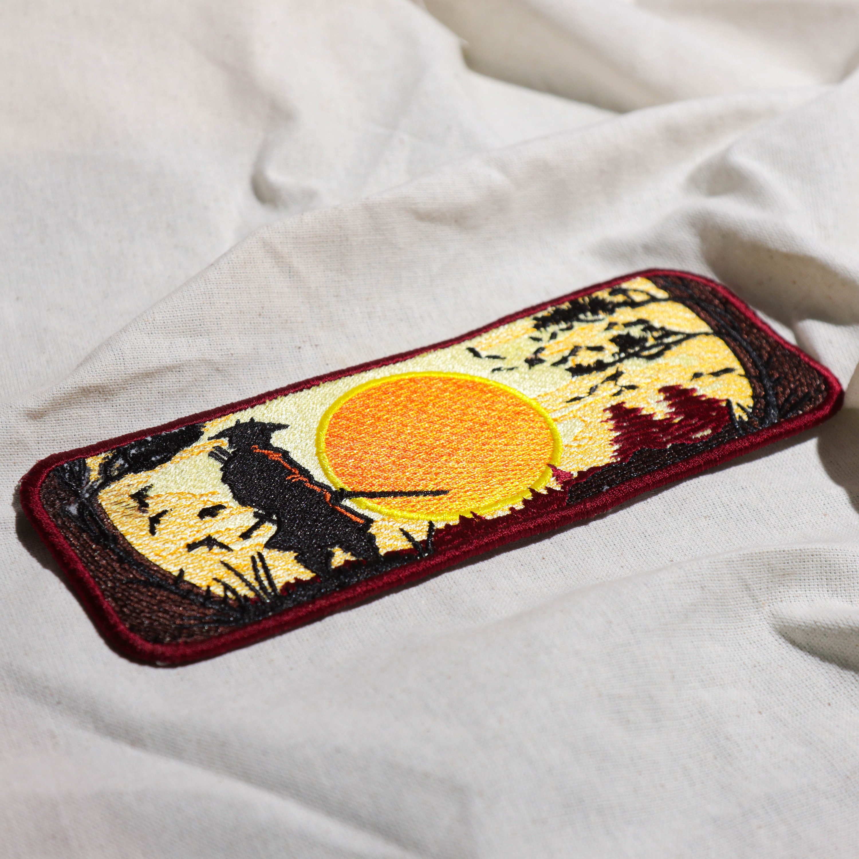 Japanese Elegance: Samurai Sunset Embroidered Patch for DIY Crafts and ...
