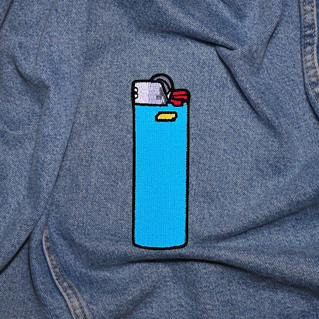 Iron on Blue Lighter Patch, Funny Patch, Embroidered Patch, Patch for ...