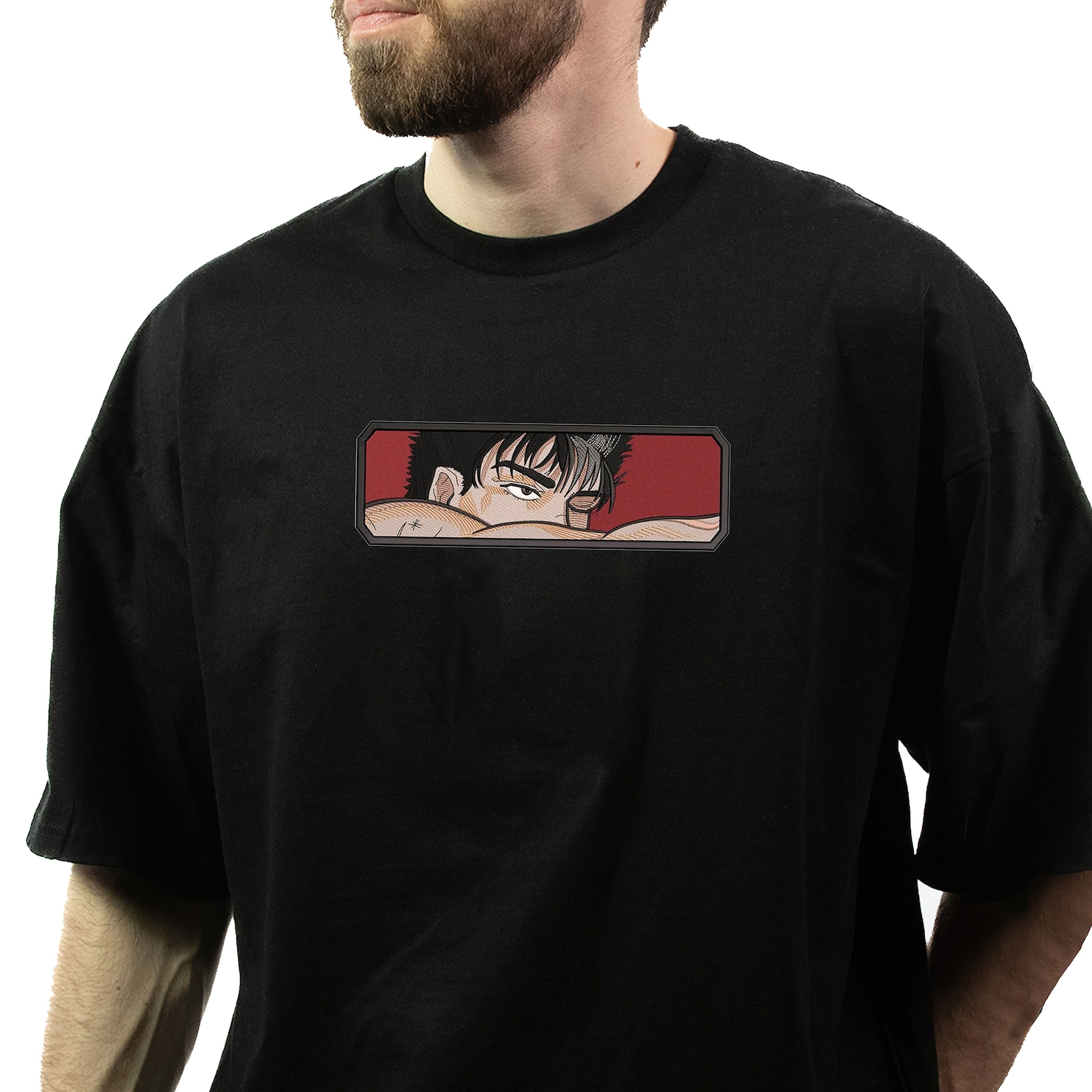 Oversize T-shirt With Anime Embroidery Unisex Shirts, Cool Japanese ...