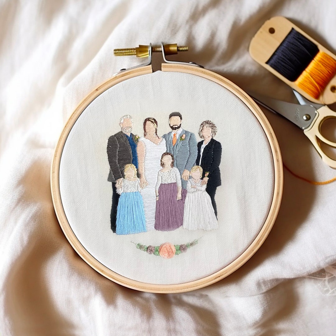Personalized Family Art, Custom Couple Embroidery, Unique Family ...