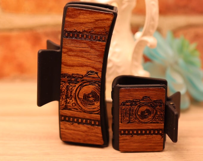 Handcrafted Camera Design Cherry Wood Hairclip, Unique Gift Idea for ...