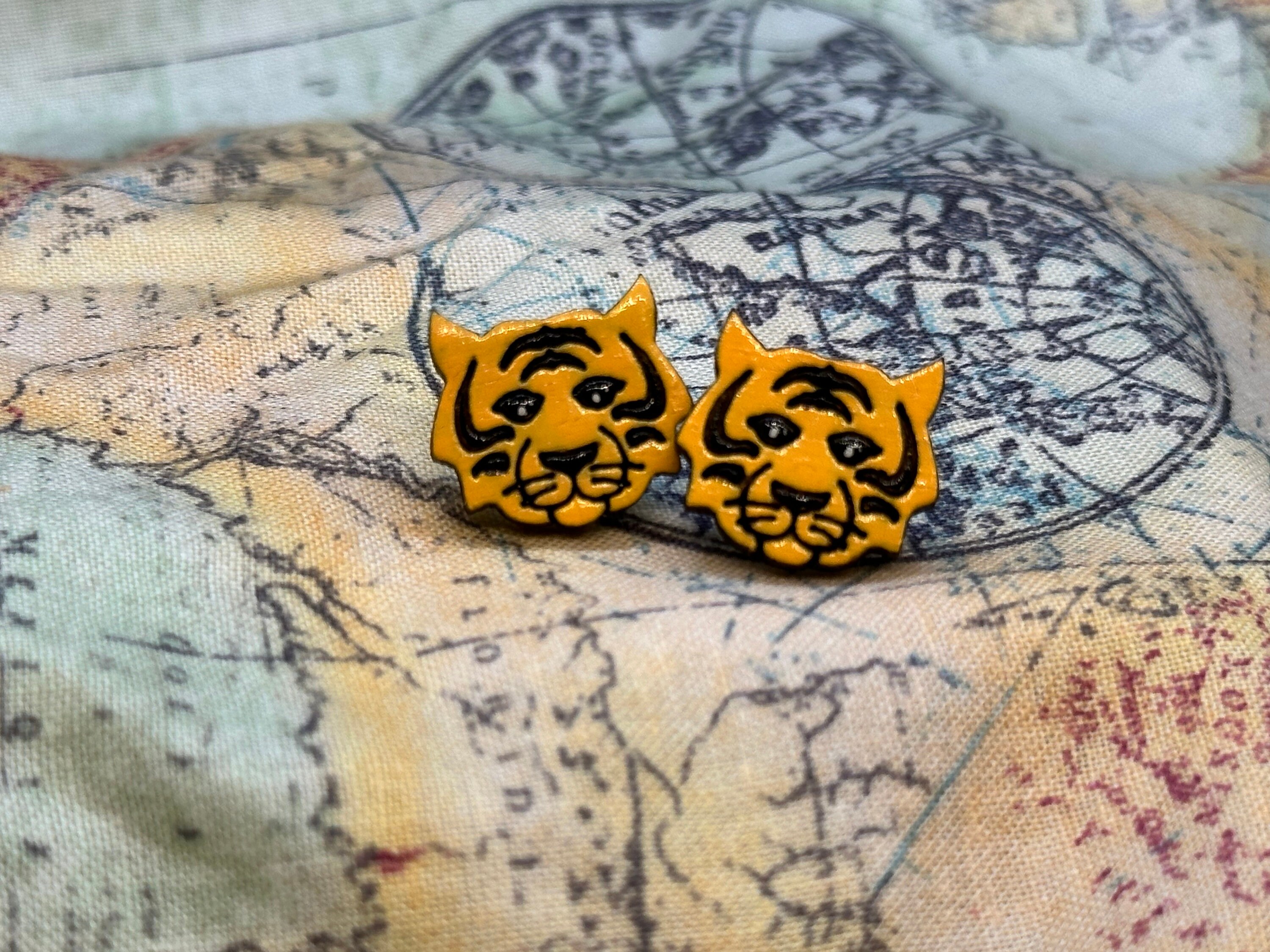 Hand-painted Zoo Animal Stud Earrings: Wooden Animal Lover Gift - Etsy