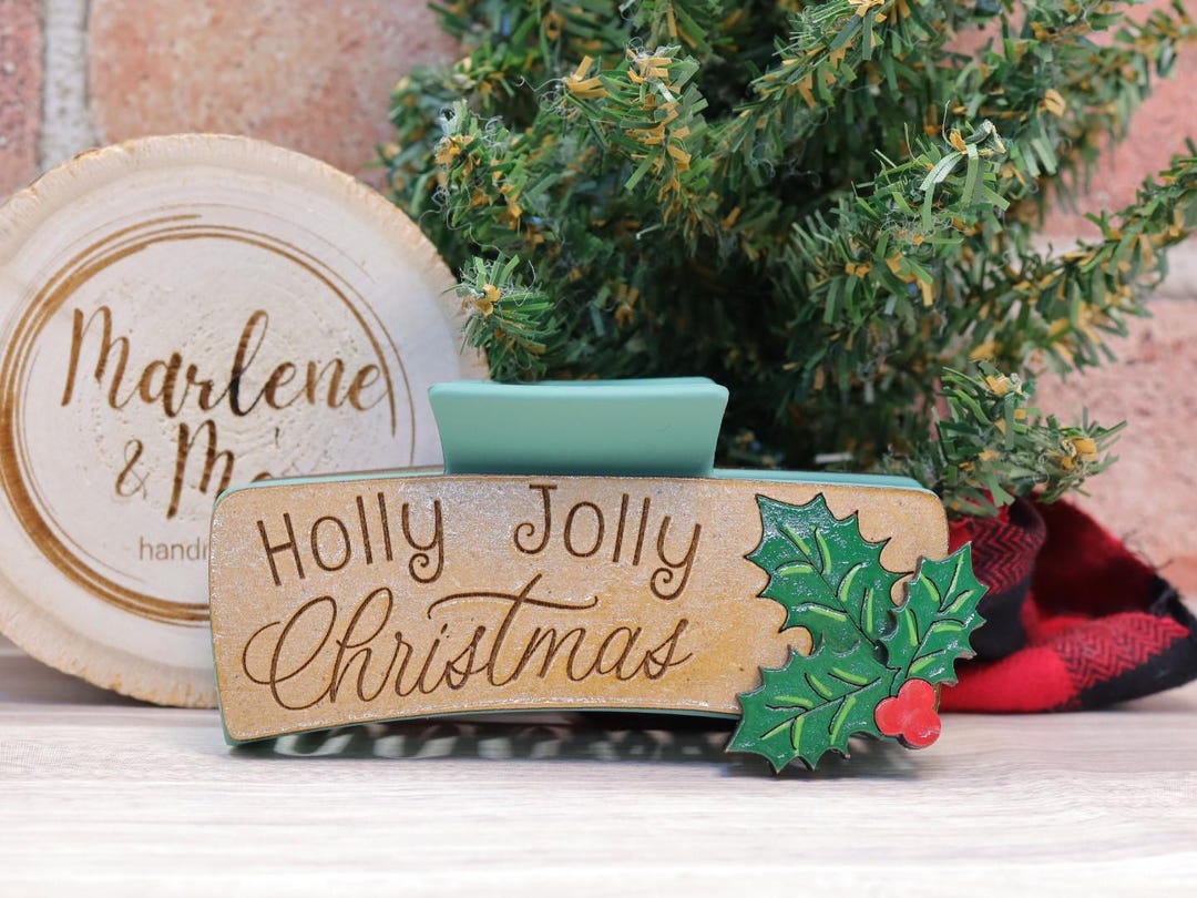 Festive Holly Leaf & Berry Hair Clip - Handmade Holiday Accessory for ...