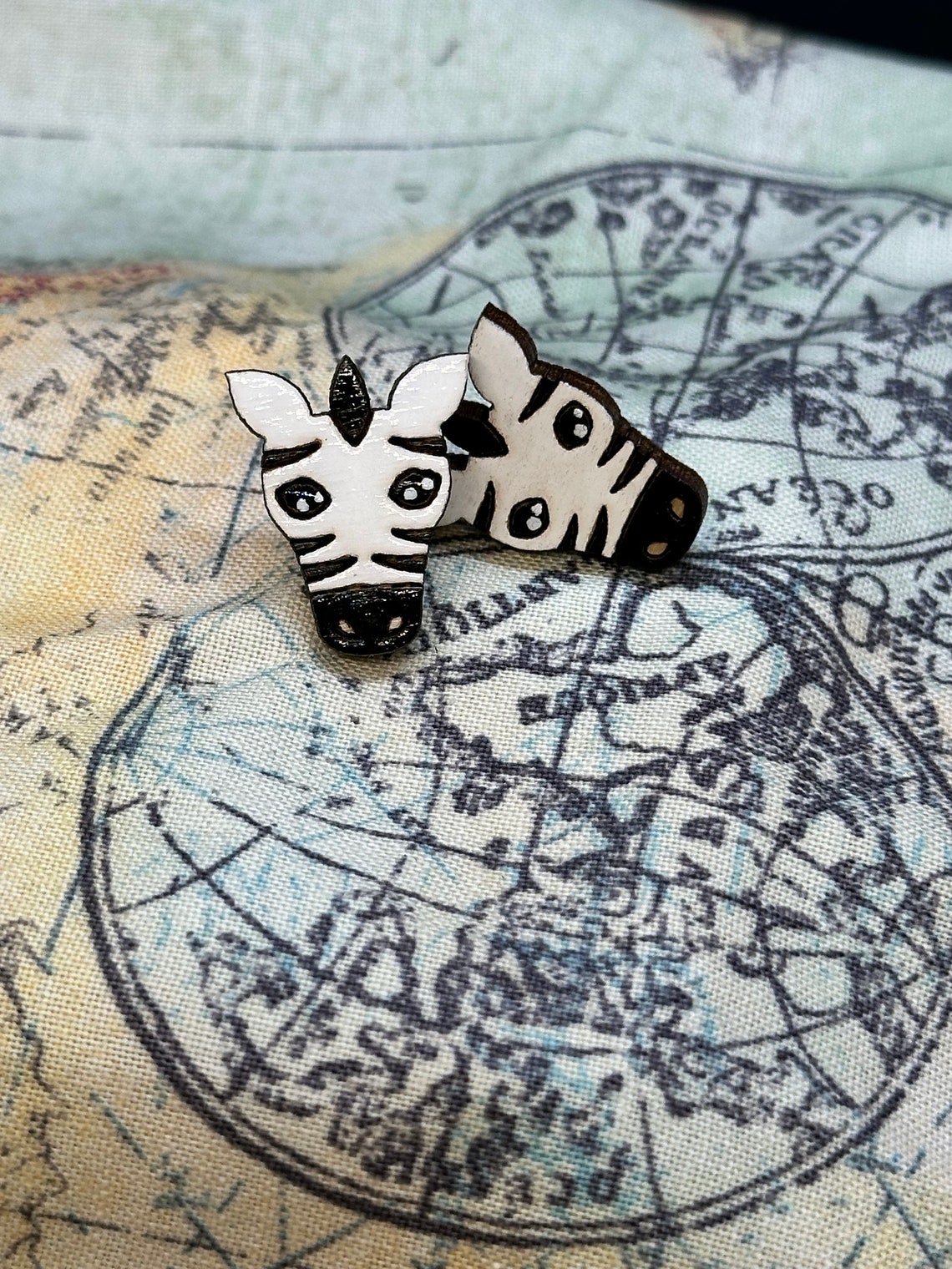 Hand-painted Zoo Animal Stud Earrings: Wooden Animal Lover Gift - Etsy