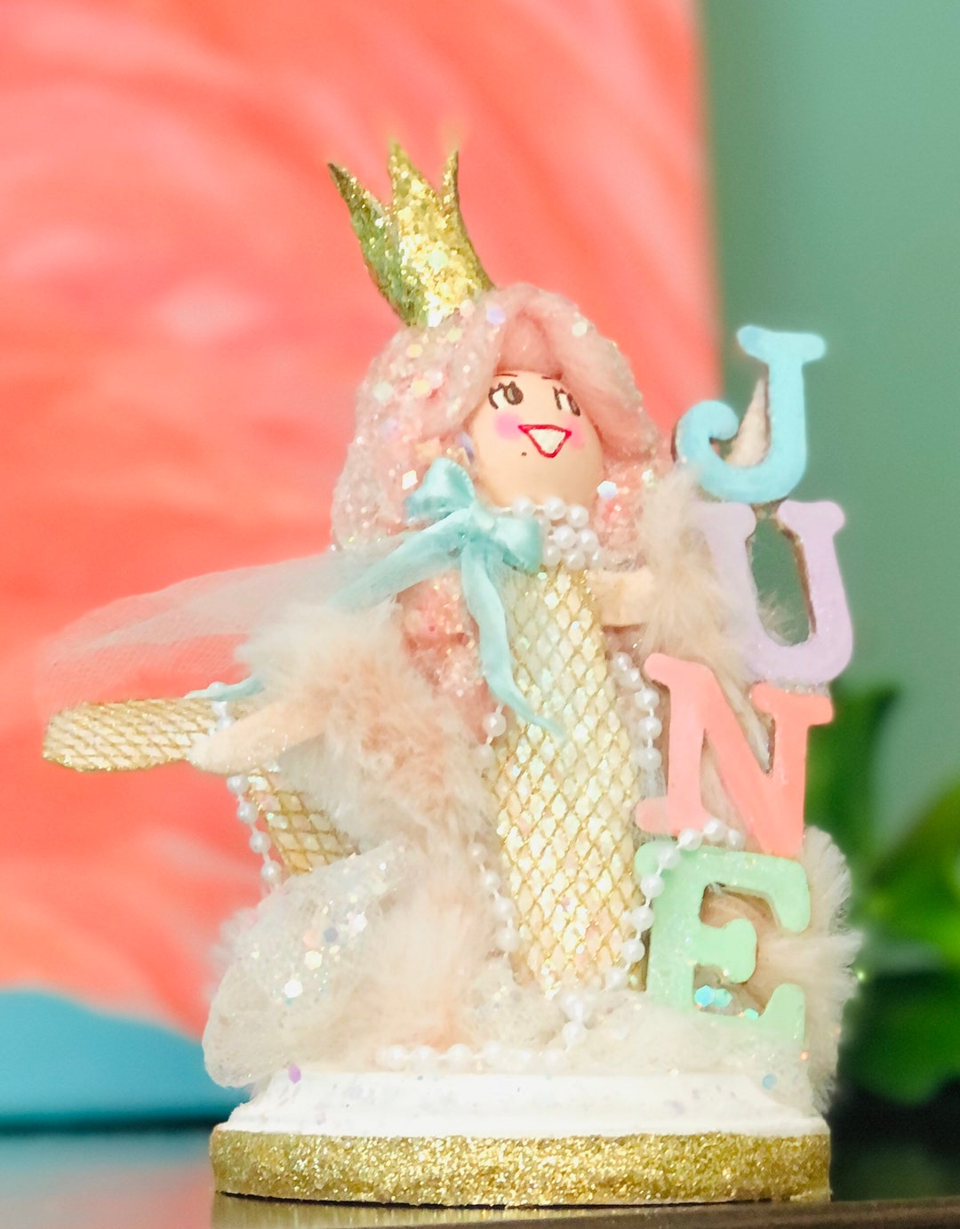 Mermaid Art Doll Princess Mermaid Centerpiece June Cake Topper Mermaid ...