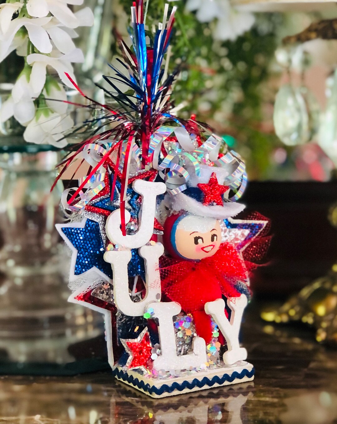 July Centerpiece July Angel July 4th Decor Vintage Retro Style America ...