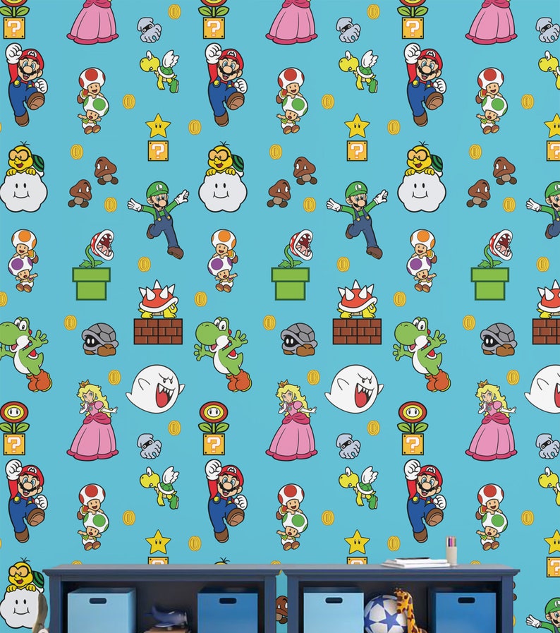 Removable Mario Wallpaper Super Mario Wall Decal Luigi Wall Sticker ...