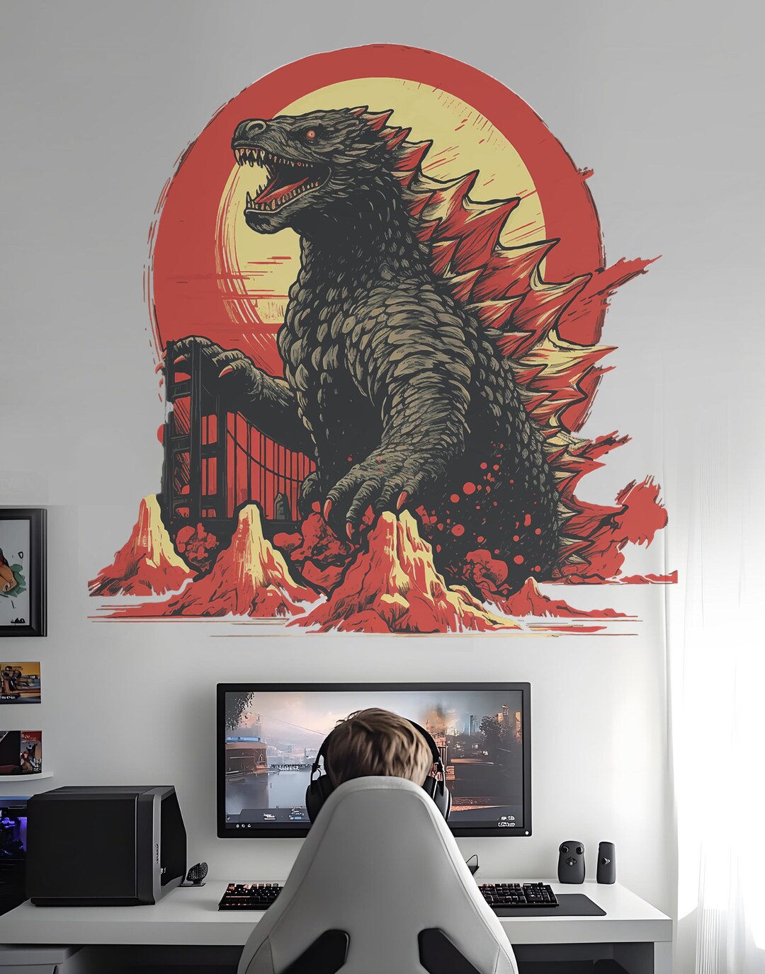 Godzilla Wall Decal Kaiju Wall Art Godzilla Wall Art Japan Monster Wall ...