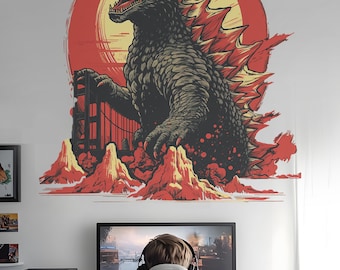 Removable Godzilla Wall Decal Kong Wall Sticker Monster Wall Mural ...