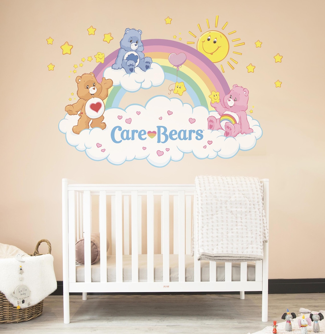 Removable Care Bear Wall Decal Pink Bear Wall Art Tender Heart Bear ...