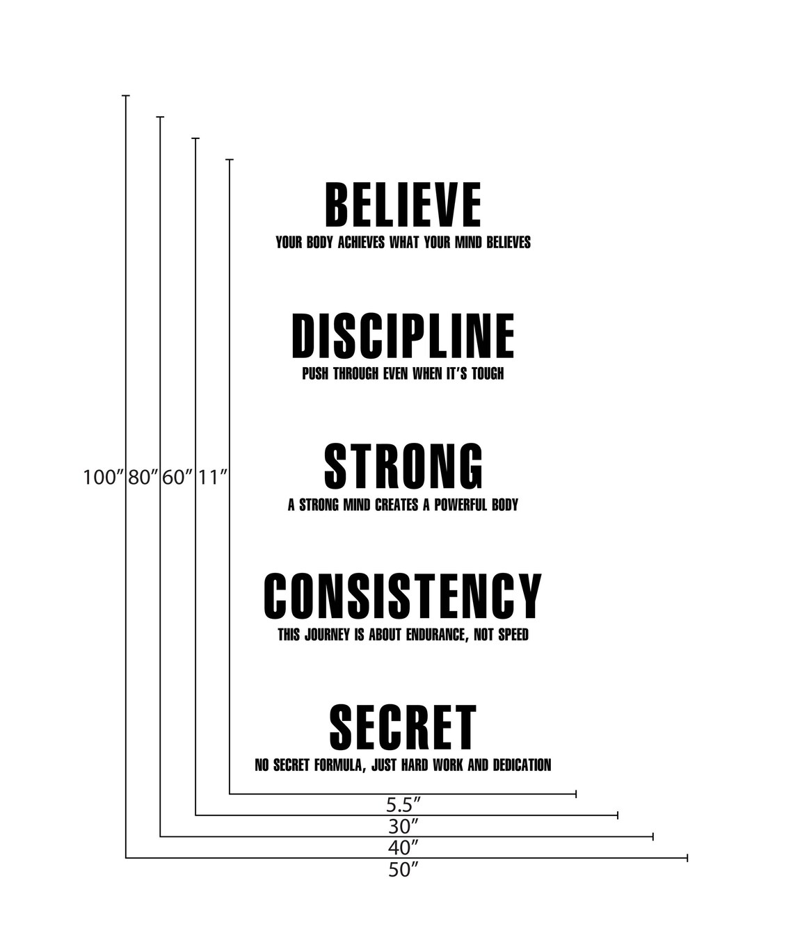 Motivational Quote Wall Decal Fitness Wall Sticker Gym Quote Wall Art ...