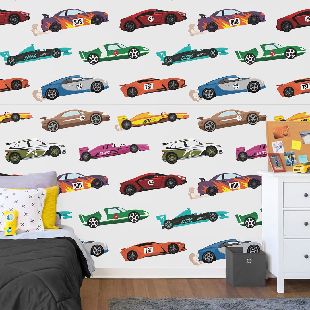 Sport Car Wall Decal Car Wallpaper Car Wall Sticker Colorful Car Wall ...