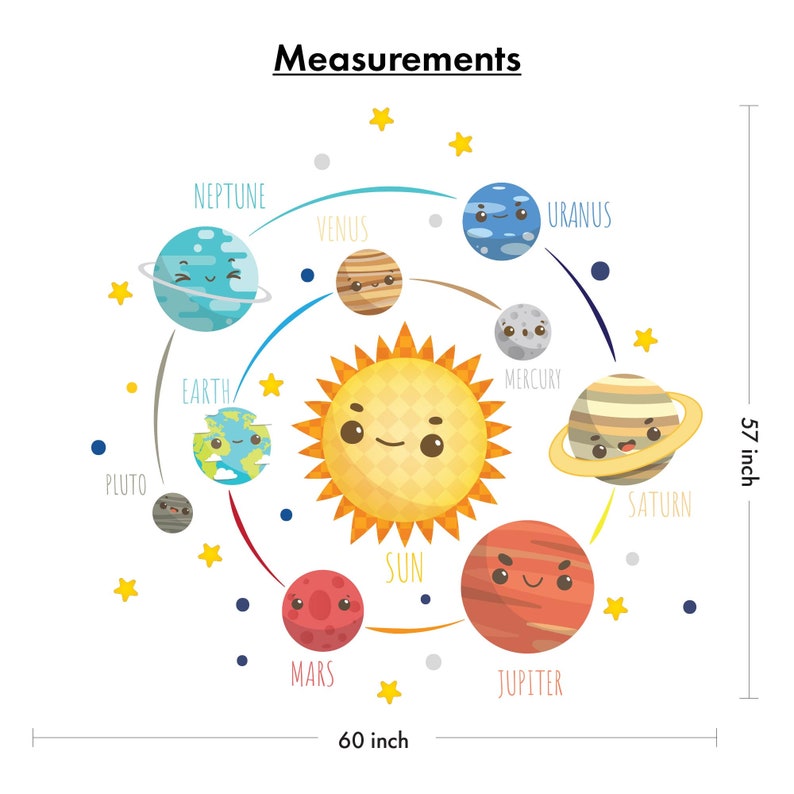 Solar System Wall Decal Space Planet Wall Art Rocket Kids Bedroom Boy ...