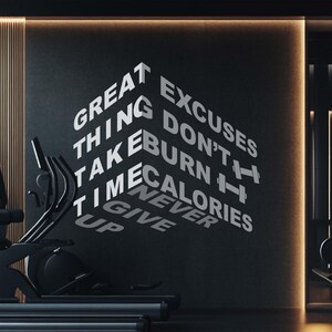 Fitness Gym Wall Decal Motivation Quote Wall Art Gym Wall Sticker Home ...