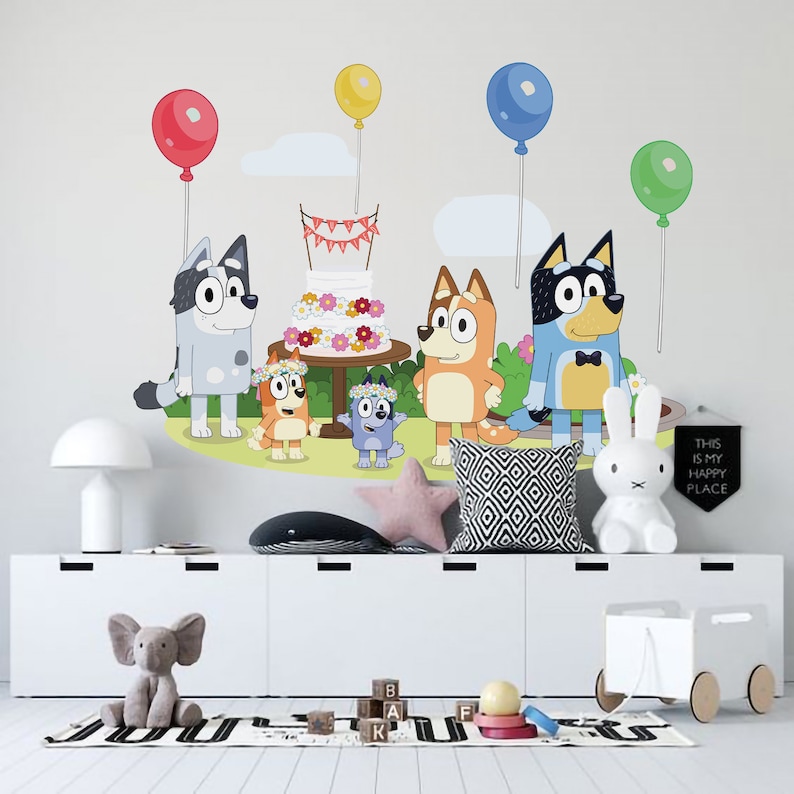 Bluey Wall Decal Bandit Heeler Wall Sticker Chilli Heeler Decal Bluey ...