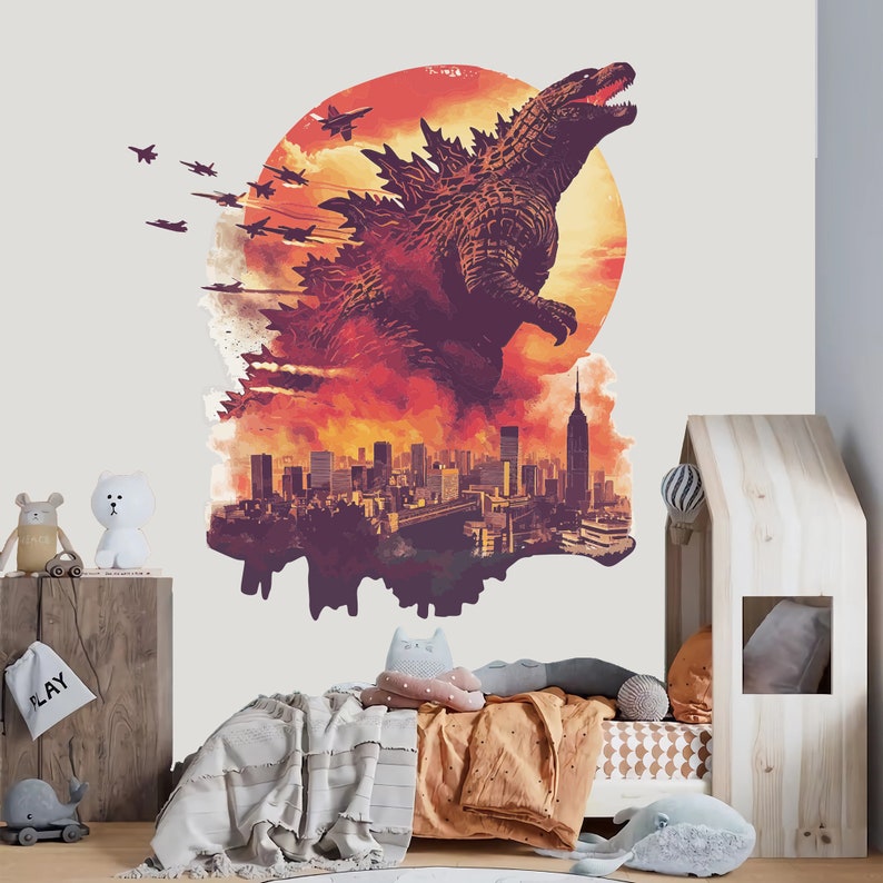 Removable Godzilla Wall Decal Kong Wall Sticker Monster Wall Mural ...