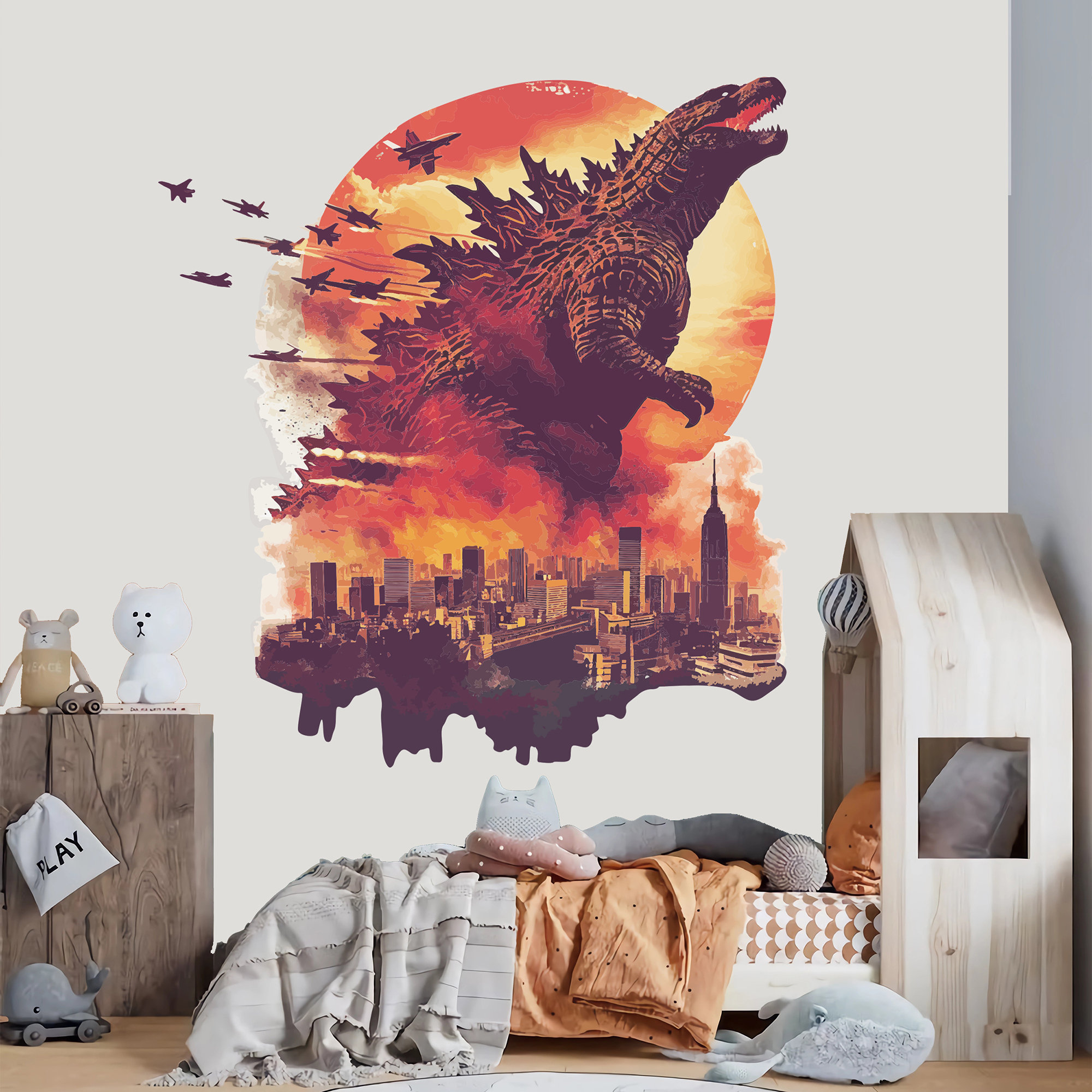 Removable Godzilla Wall Decal Kong Wall Sticker Monster Wall Mural ...