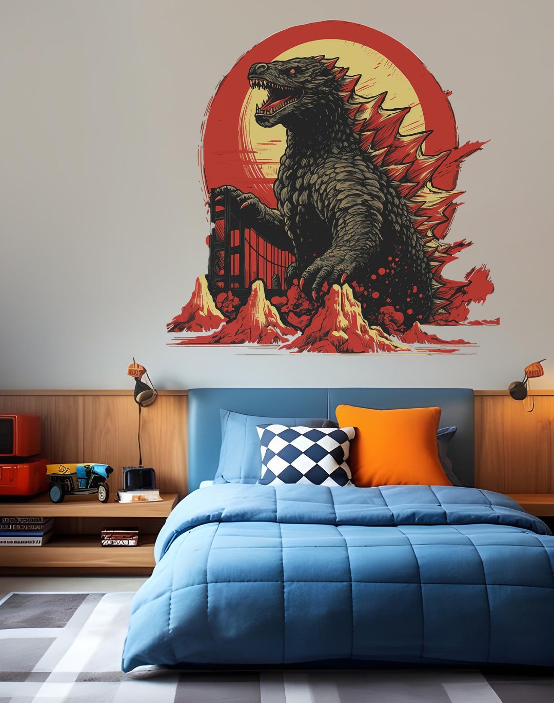 Godzilla Wall Decal Kaiju Wall Art Godzilla Wall Art Japan Monster Wall ...