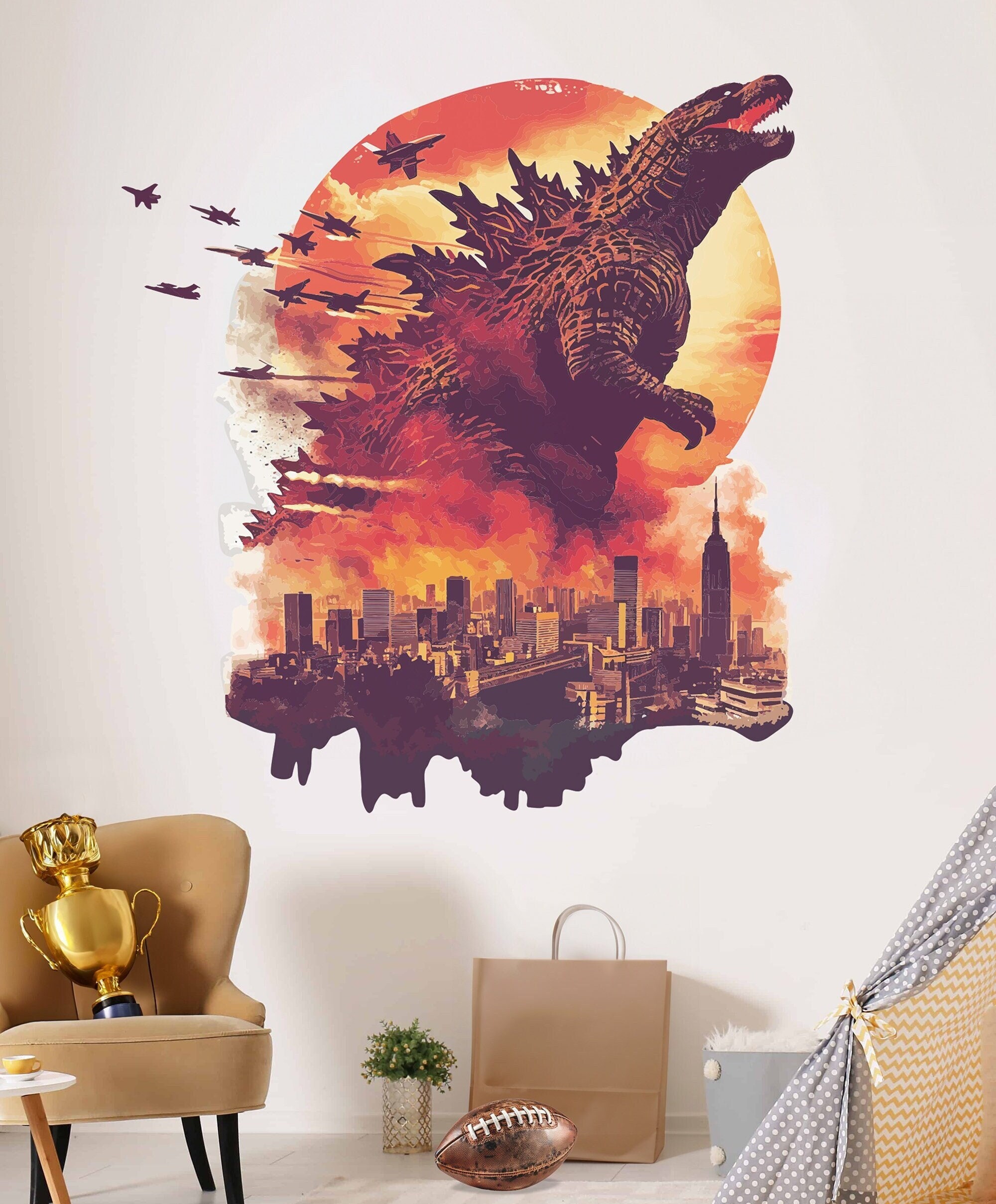 Removable Godzilla Wall Art Kong Wall Sticker Monster Wall Mural Kaiju ...