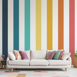 Colorful Stripe Wall Decal Rainbow Strip Wall Art Color Stripe Wall ...