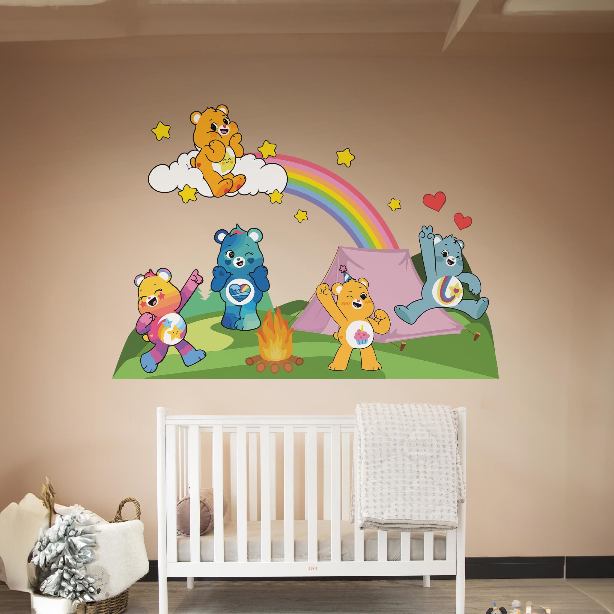Removable Care Bear Wall Decal Pink Bear Wall Art Funshine Bear Wall ...